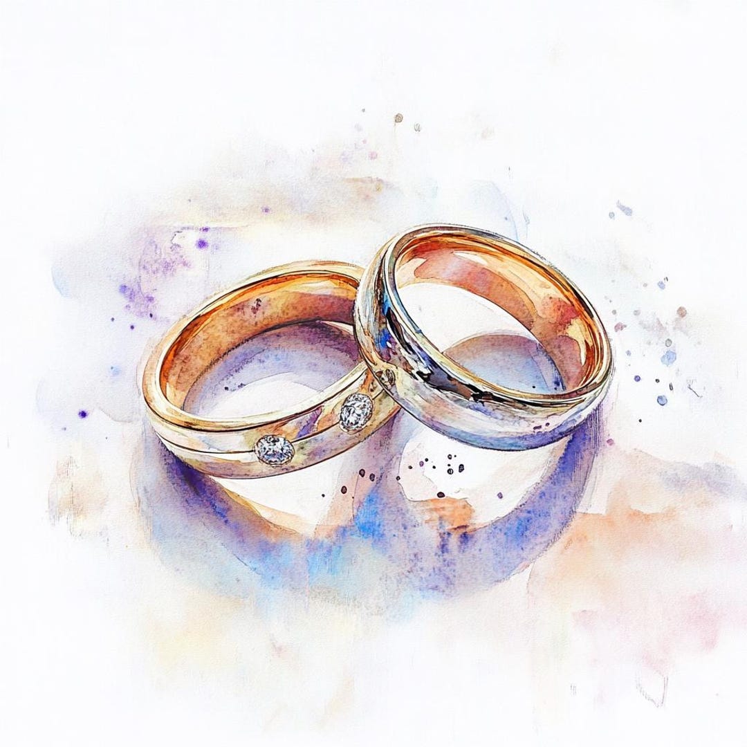 10 Printable Rings Clipart, Wedding Rings Art, Watercolor Art, Cute ...