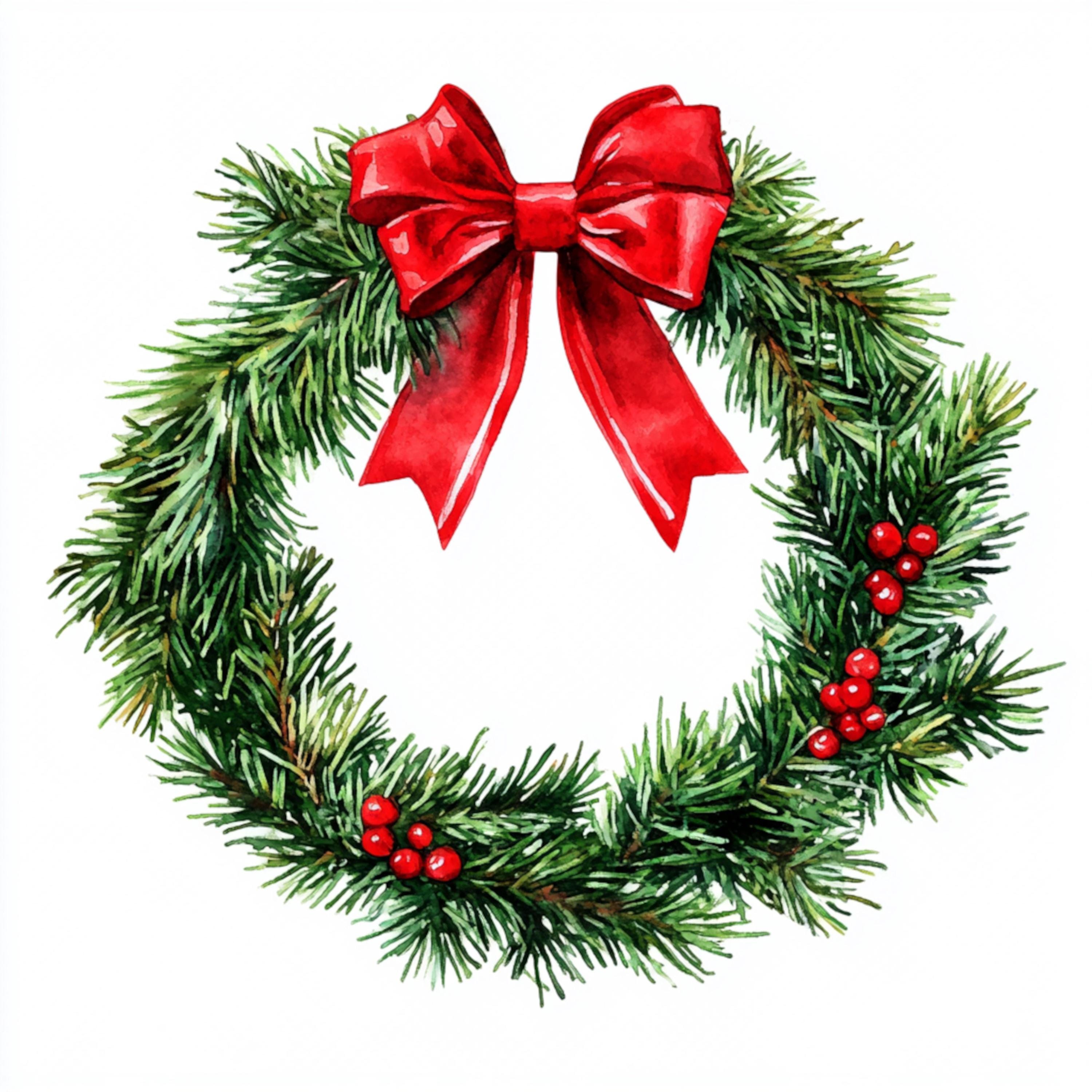 10 Printable Poinsettia Wreaths, Watercolor Wreaths, Winter Clipart ...