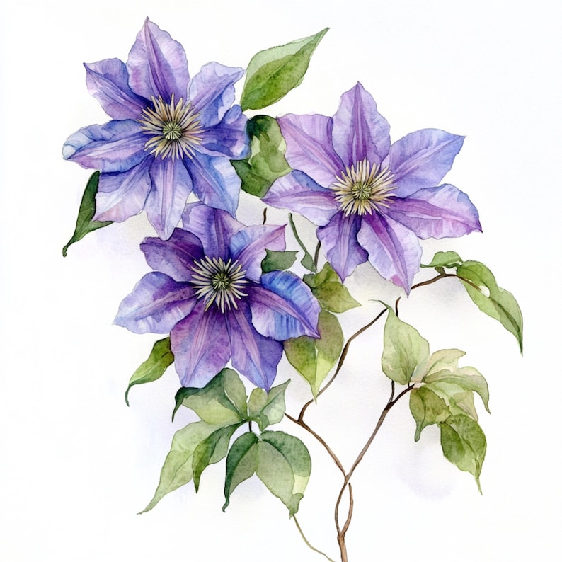 10 Printable Clematis, Purple Flowers, Spring Flowers, Clematis PNG ...