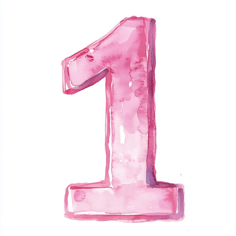 10 Printable Pink Numerals, Watercolor Numbers, Celebrating Birthday ...