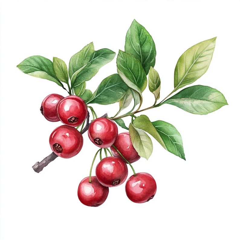 10 Printable Cranberry, Cranberry on Branch, Summer Berries, High ...