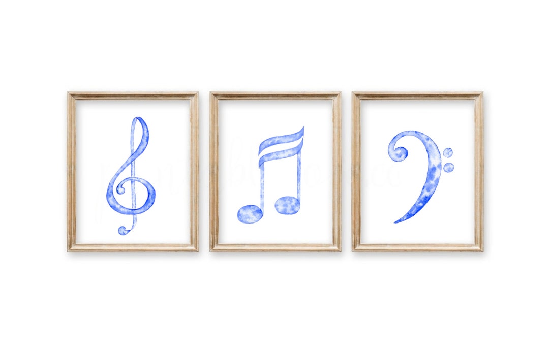 Printable Musical Sign, Watercolor Treble Clef, Bass Clef, Musical ...