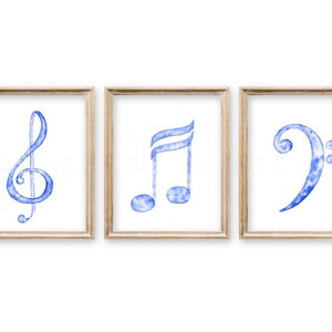 Printable Musical Sign, Watercolor Treble Clef, Bass Clef, Musical ...