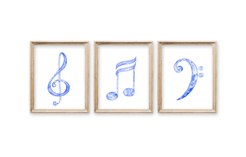 Printable Musical Sign, Watercolor Treble Clef, Bass Clef, Musical ...