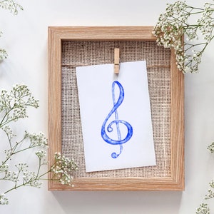 Printable Musical Sign, Watercolor Treble Clef, Bass Clef, Musical ...