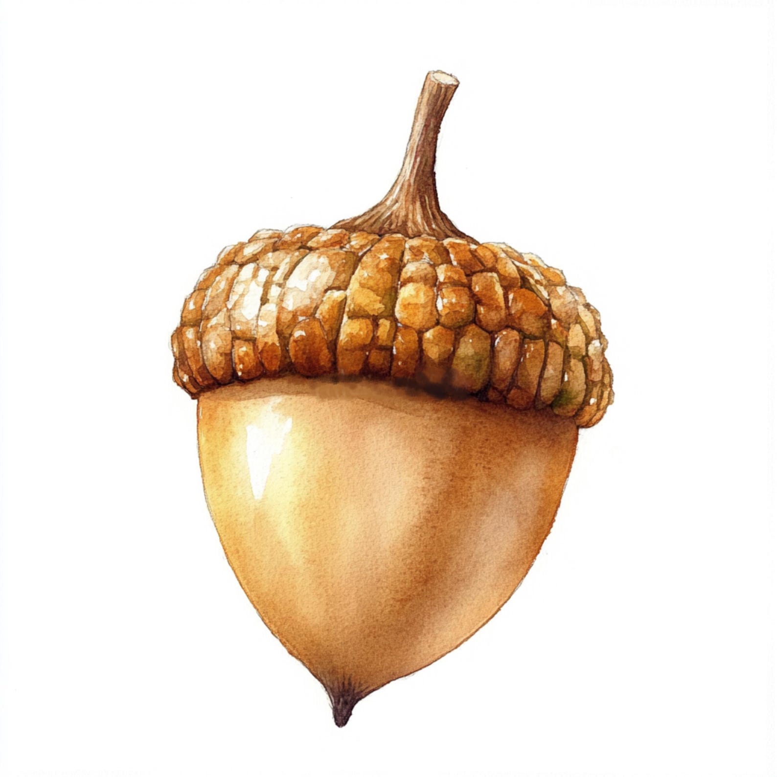 10 Printable Oak Acorn, Brown Acorn Print, Watercolor Fall Acorn, Oak ...
