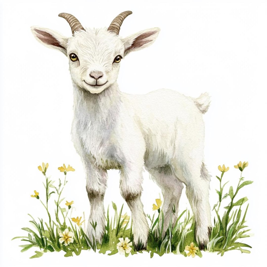 10 Printable Baby Goat Clipart, Baby Goat Art, Watercolor Art, Cute ...