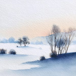 12 Printable Winter Landscape, Watercolor Delicate Winter, Commercial ...