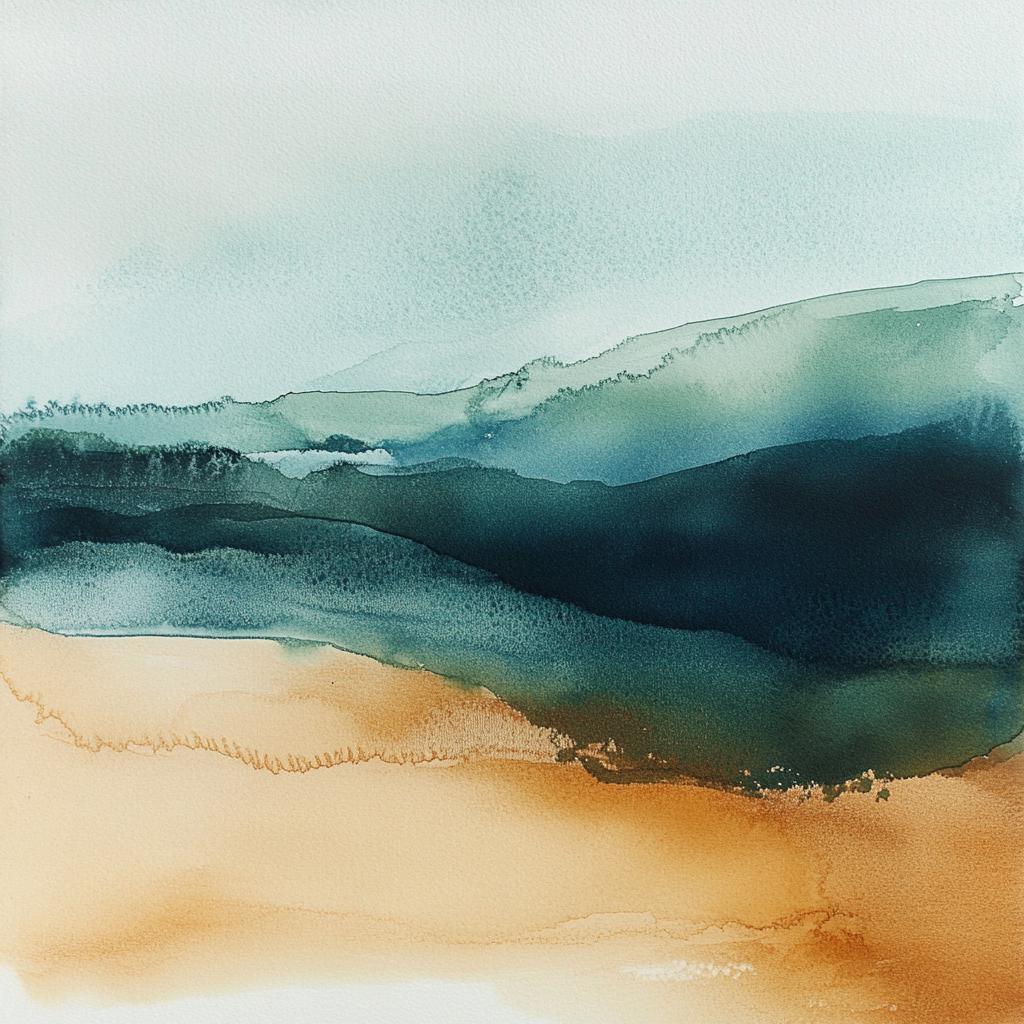 10 Printable Watercolor Abstract Landscape, Watercolor Beige Blue ...