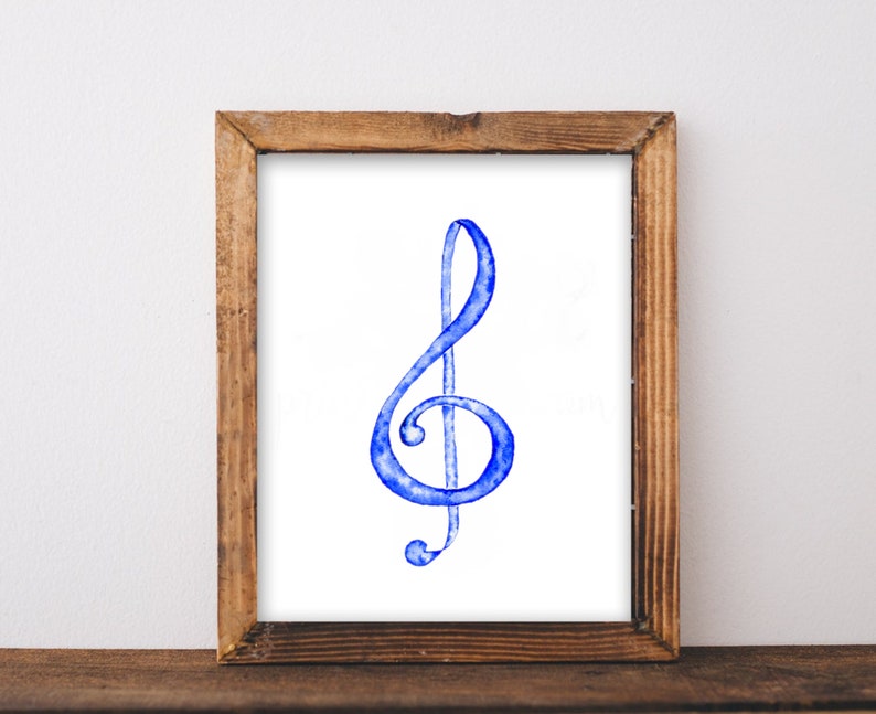 Printable Musical Sign, Watercolor Treble Clef, Bass Clef, Musical ...