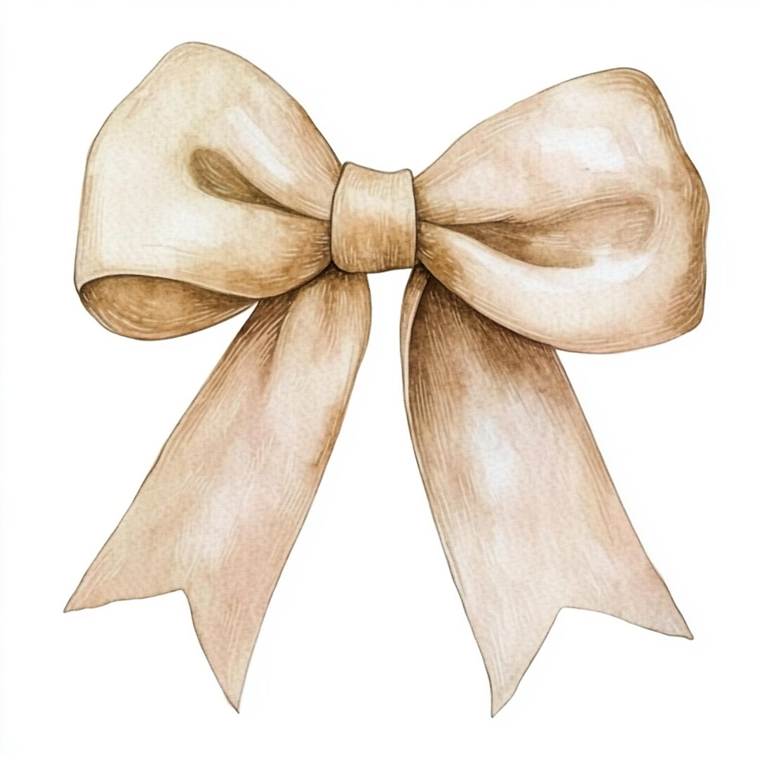 10 Printable Beige Bow Clipart, Watercolor Beige Bows Art, Beige Bows ...