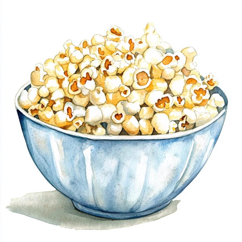 10 Printable Popcorn, Popcorn Print, Popcorn in Bowl, High Quality PNG ...