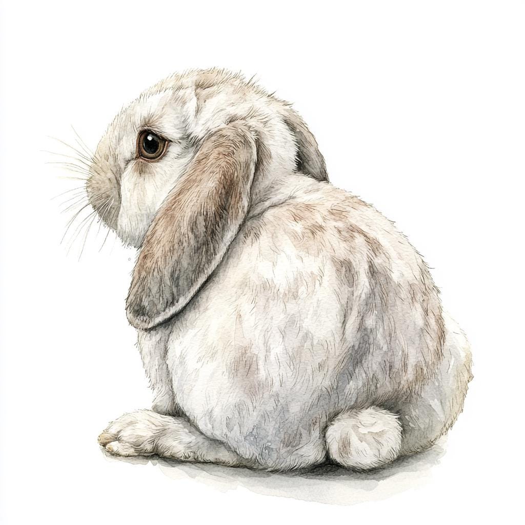 10 Printable Sitting Rabbit Clipart, Bunny Butt Art, Watercolor Art ...