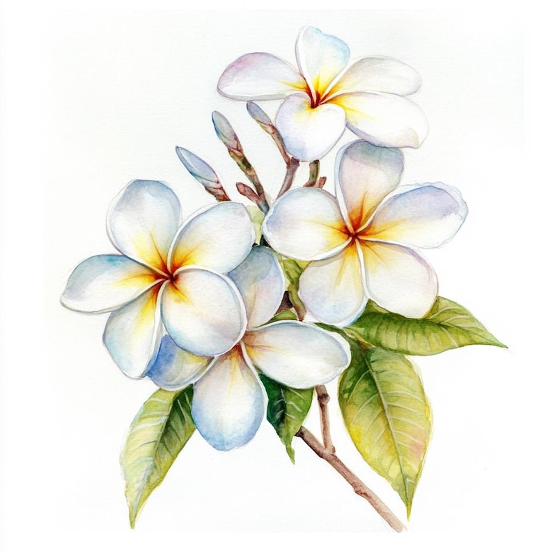 10 Printable Frangipani Flower, White Frangipani Art, White Frangipani ...