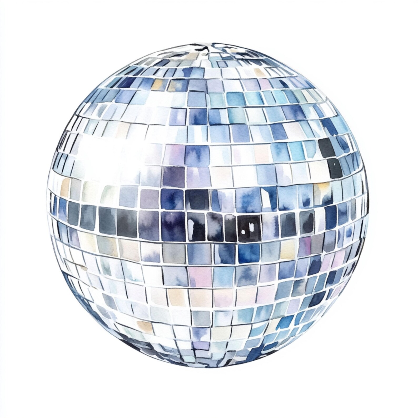 10 Silver Disco Balls Clipart, Retro Party Invite, Printable Watercolor ...