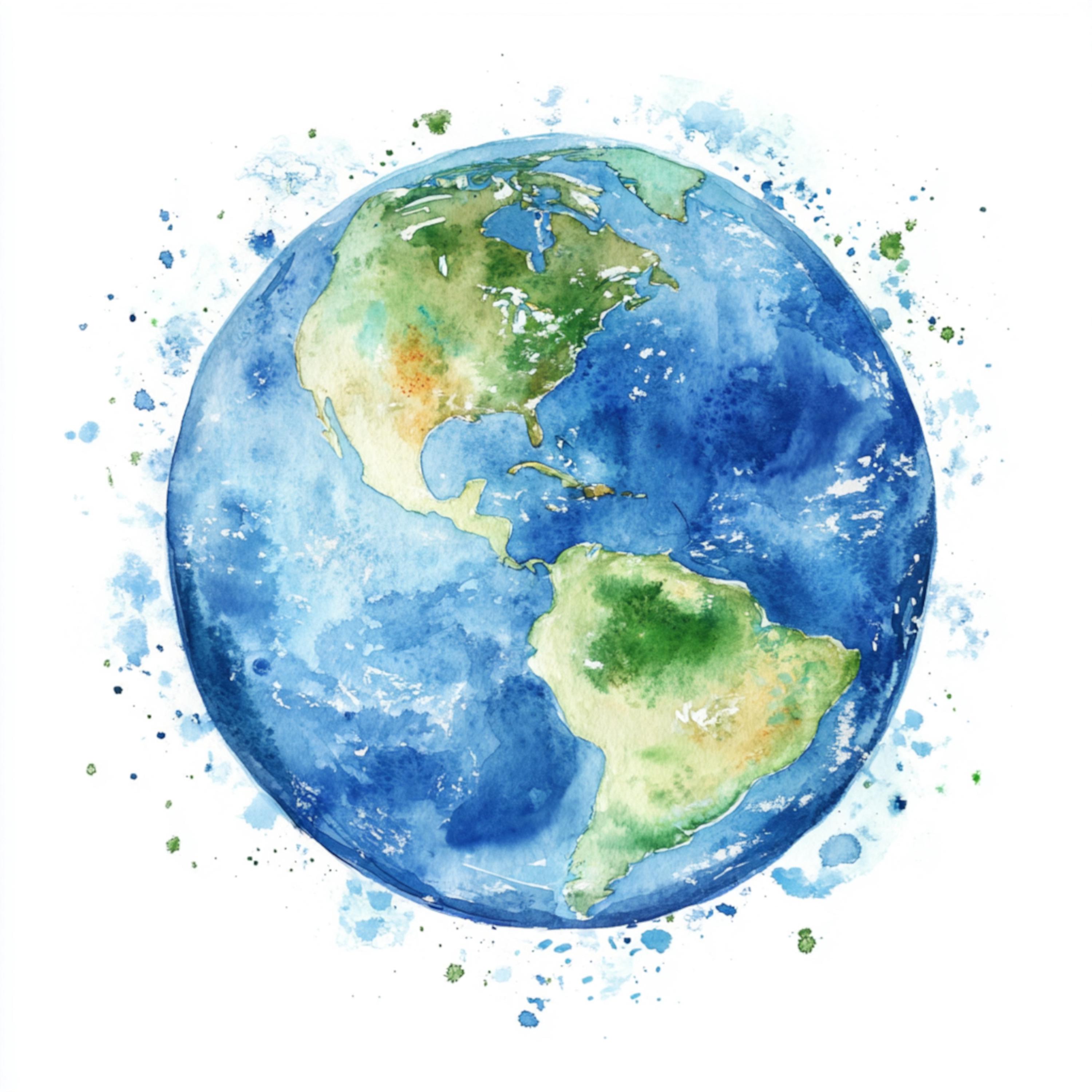 10 Printable Earth Planet, Watercolor Globe Art, Earth Gloube Clipart ...