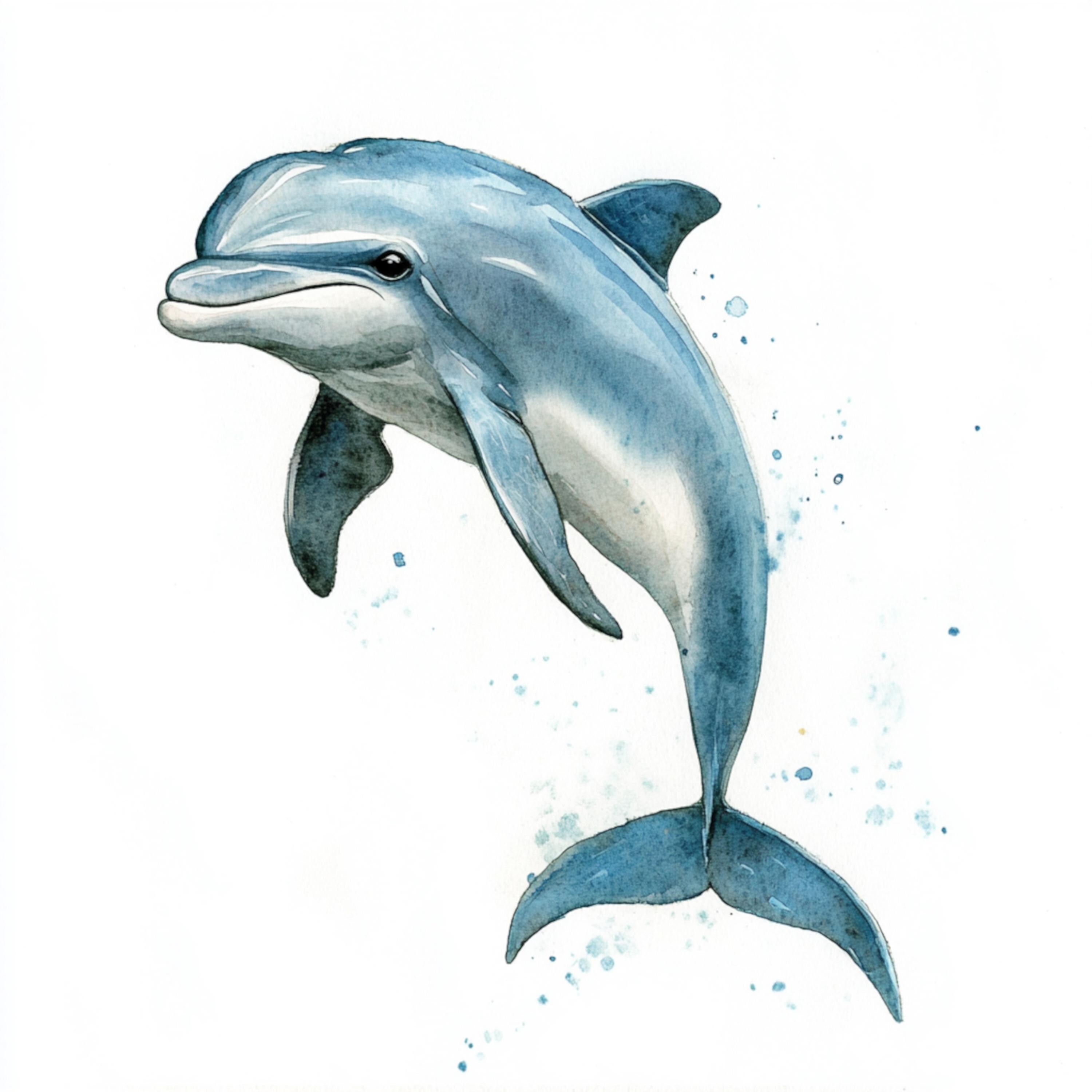 10 Printable Dolphins Clipart, Dolphin Print, Watercolor Art, Cute ...