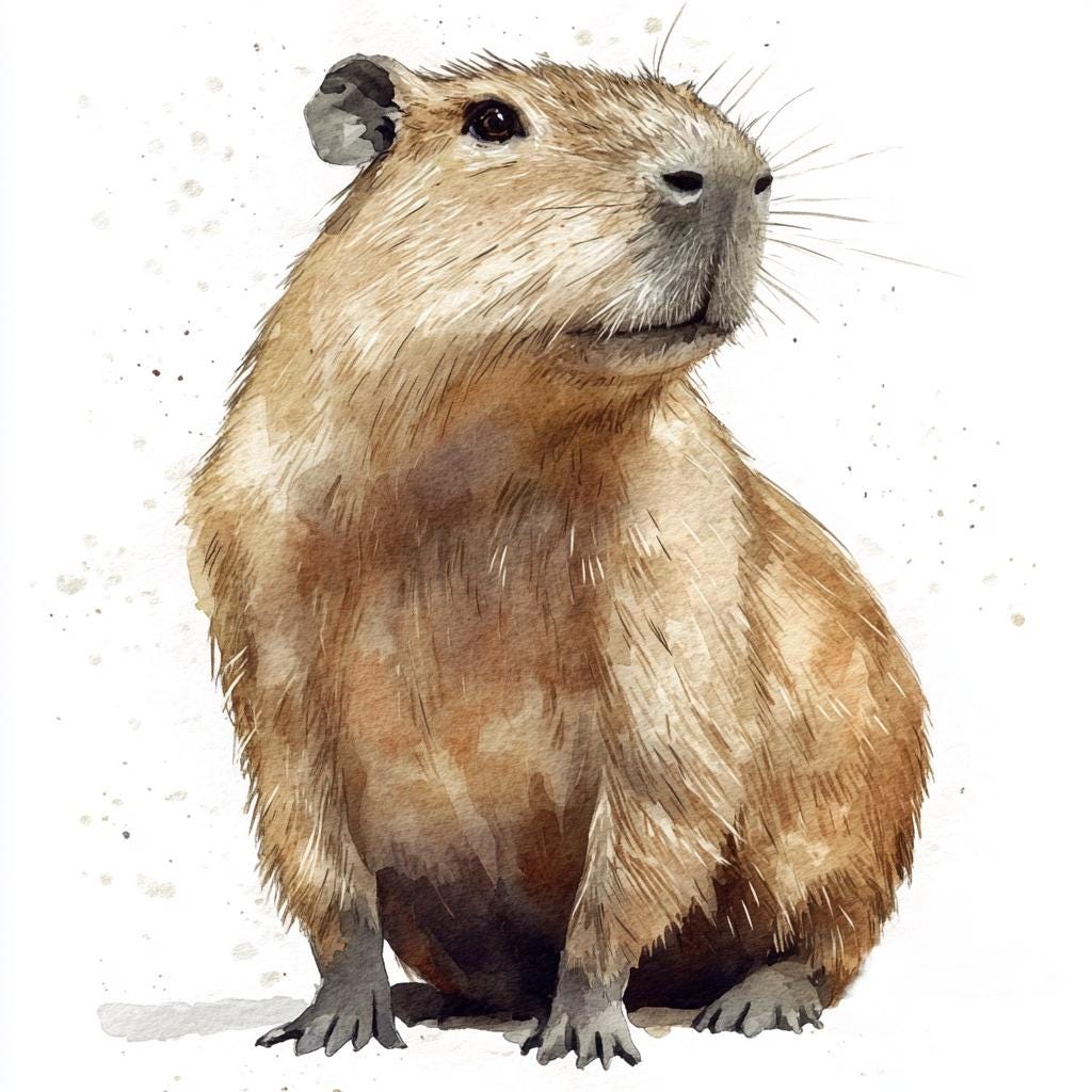 10 Printable Capybara Clipart, Baby Capybara Art, Watercolor Art, Cute ...