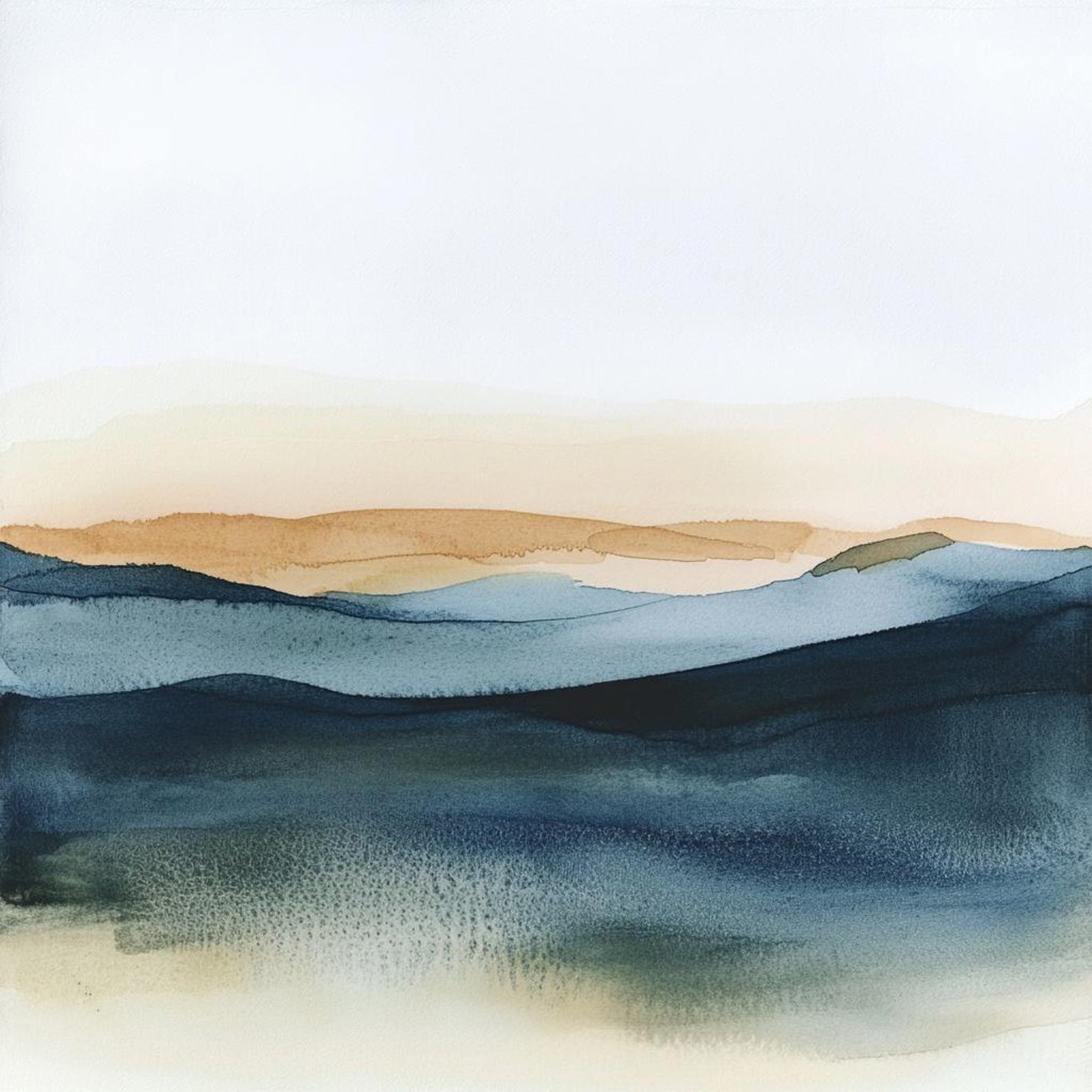 10 Printable Watercolor Abstract Landscape, Watercolor Beige Blue ...
