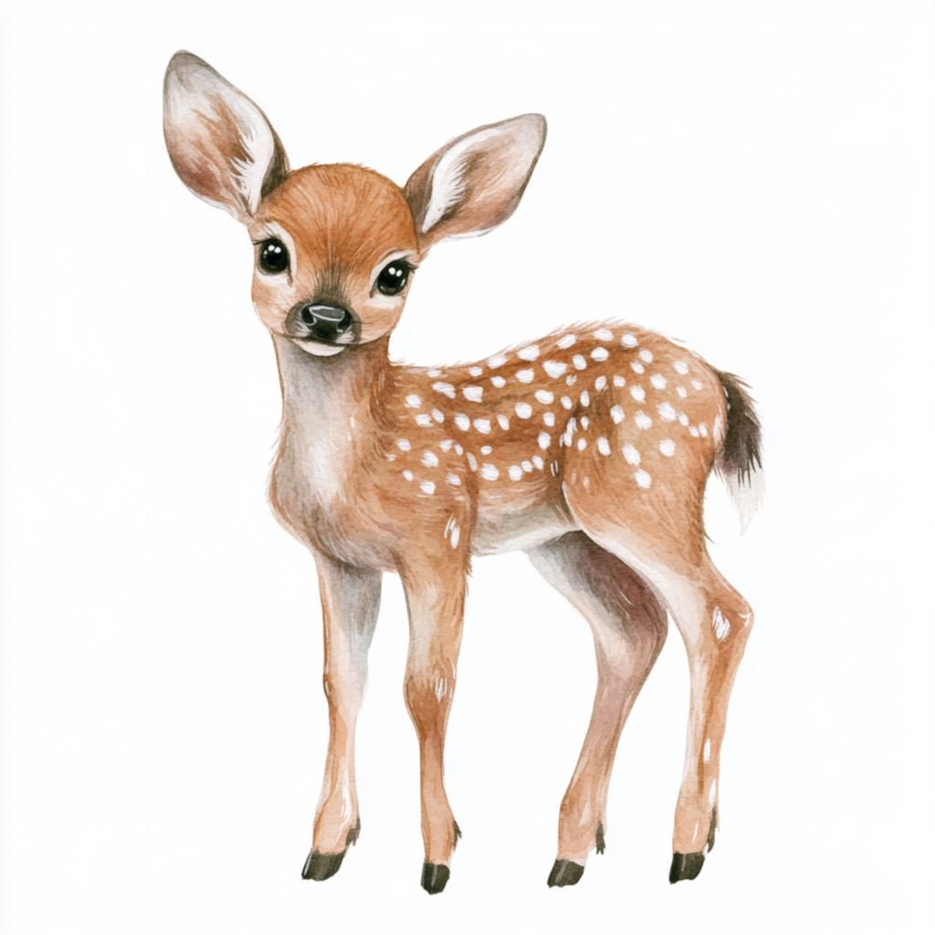 10 Printable Deers, Fawn Clipart, Watercolor Art, Cute Clipart, Little ...