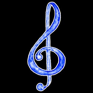 Digital Watercolor Drawing Treble Clef - Blue Musical Treble Clef, Wall ...
