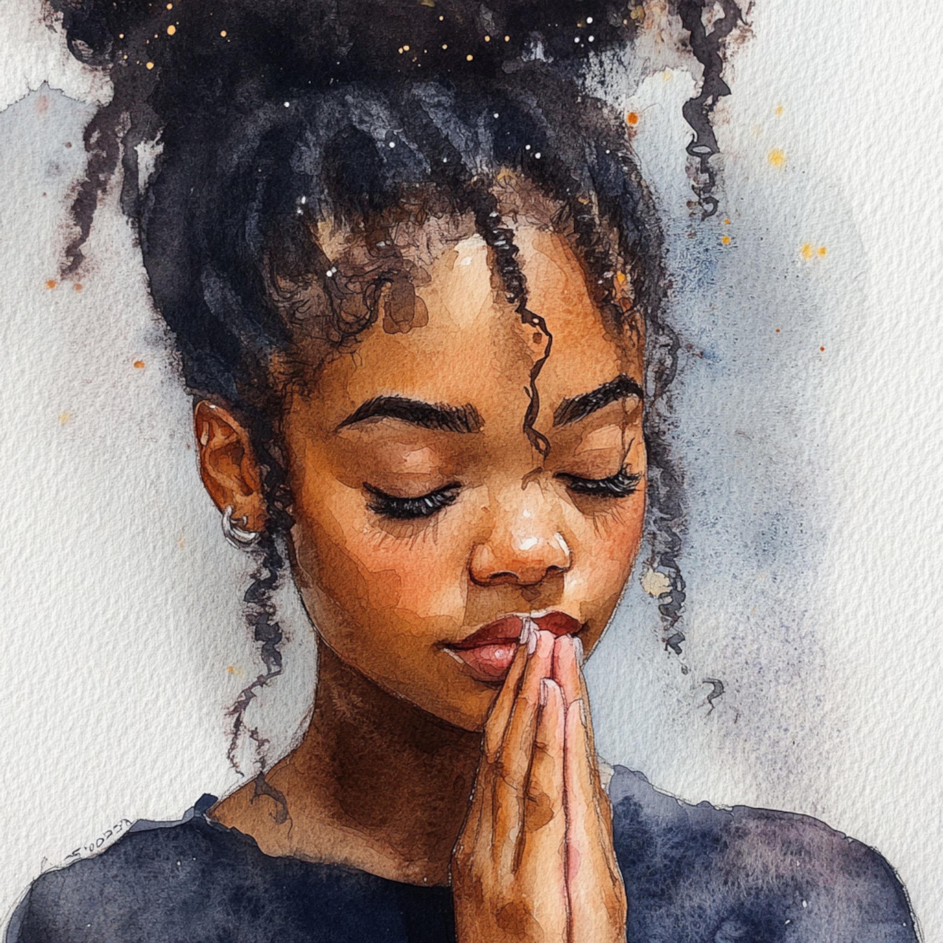 10 Printable Praying Black Girl, Beautiful Black Girl, Loving Afro Girl ...