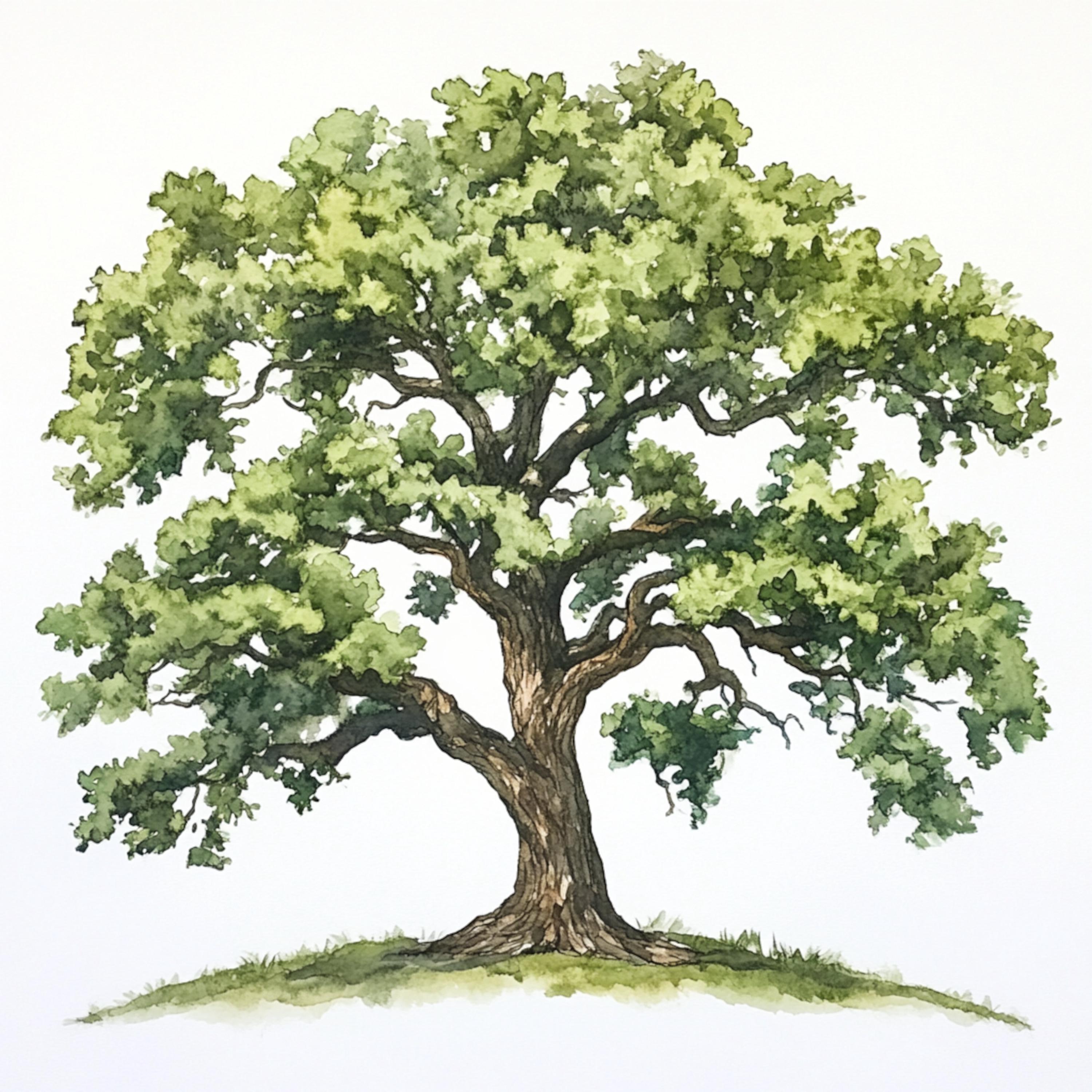 10 Printable Oak Tree, Oak Tree Print, Watercolor Oak Tree, Oak Jpgs ...