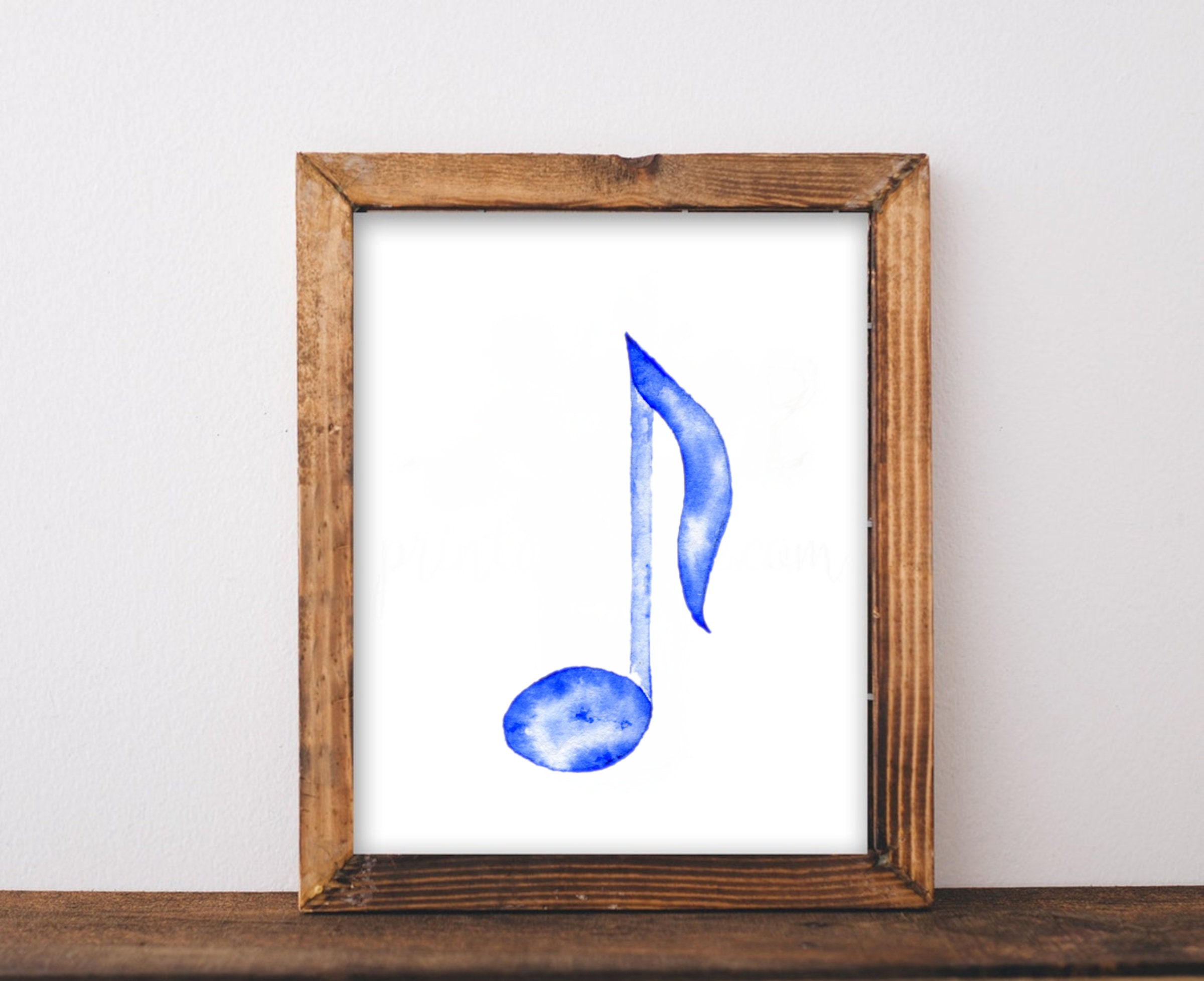 Printable Watercolor Drawing Musical Notes, Blue Musical Notes, Wall ...