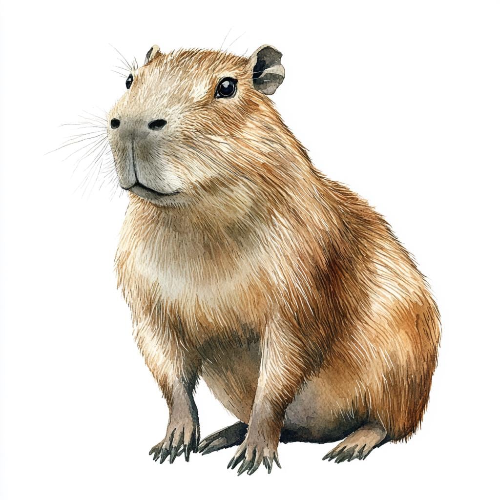 10 Printable Capybara Clipart, Baby Capybara Art, Watercolor Art, Cute ...