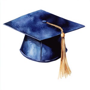 10 Printable Graduate Hats, Watercolor Hat Tassel Clipart, Watercolor ...