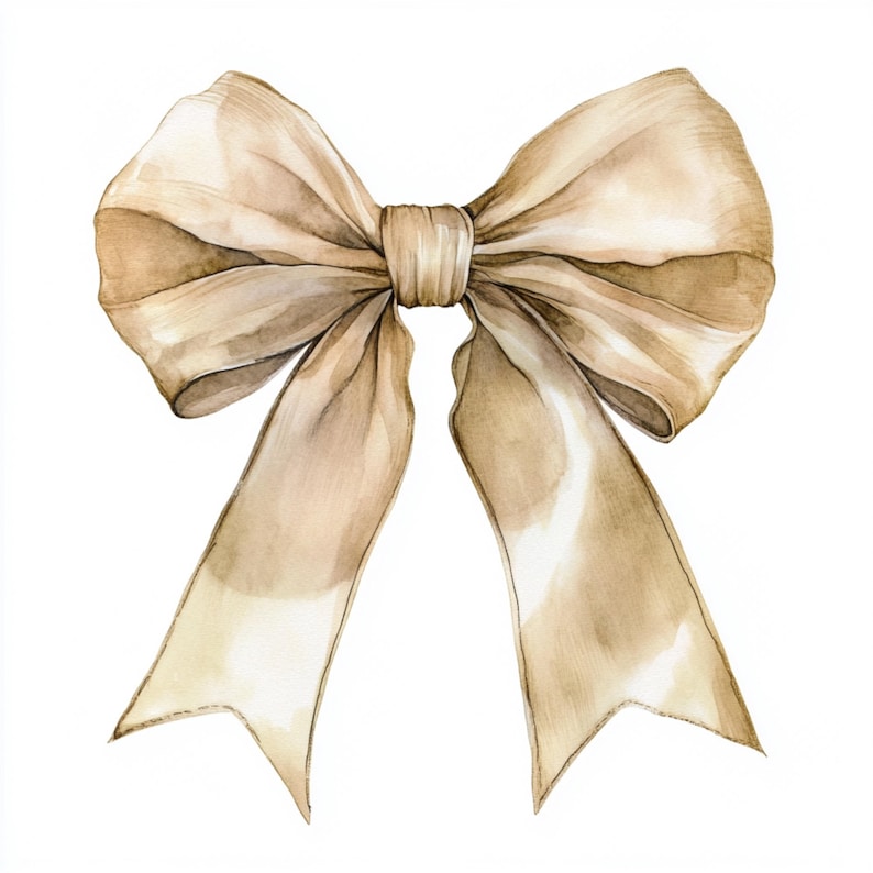 10 Printable Beige Bow Clipart, Watercolor Beige Bows Art, Beige Bows ...