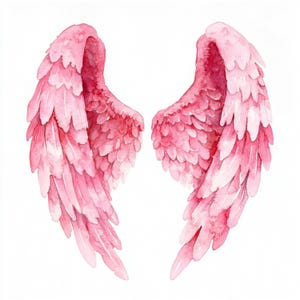 10 Printabe Wings, Angel Wings, Watercolor Pink Wings, High Quality ...