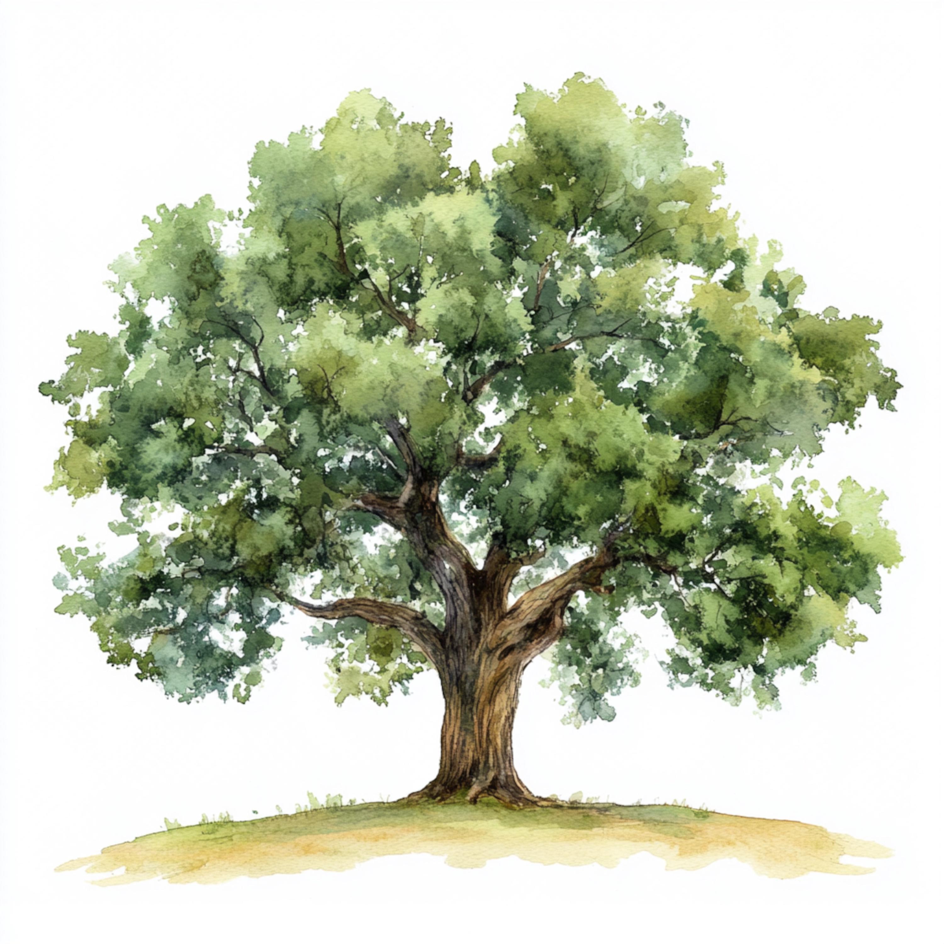 10 Printable Oak Tree, Oak Tree Print, Watercolor Oak Tree, Oak Jpgs ...