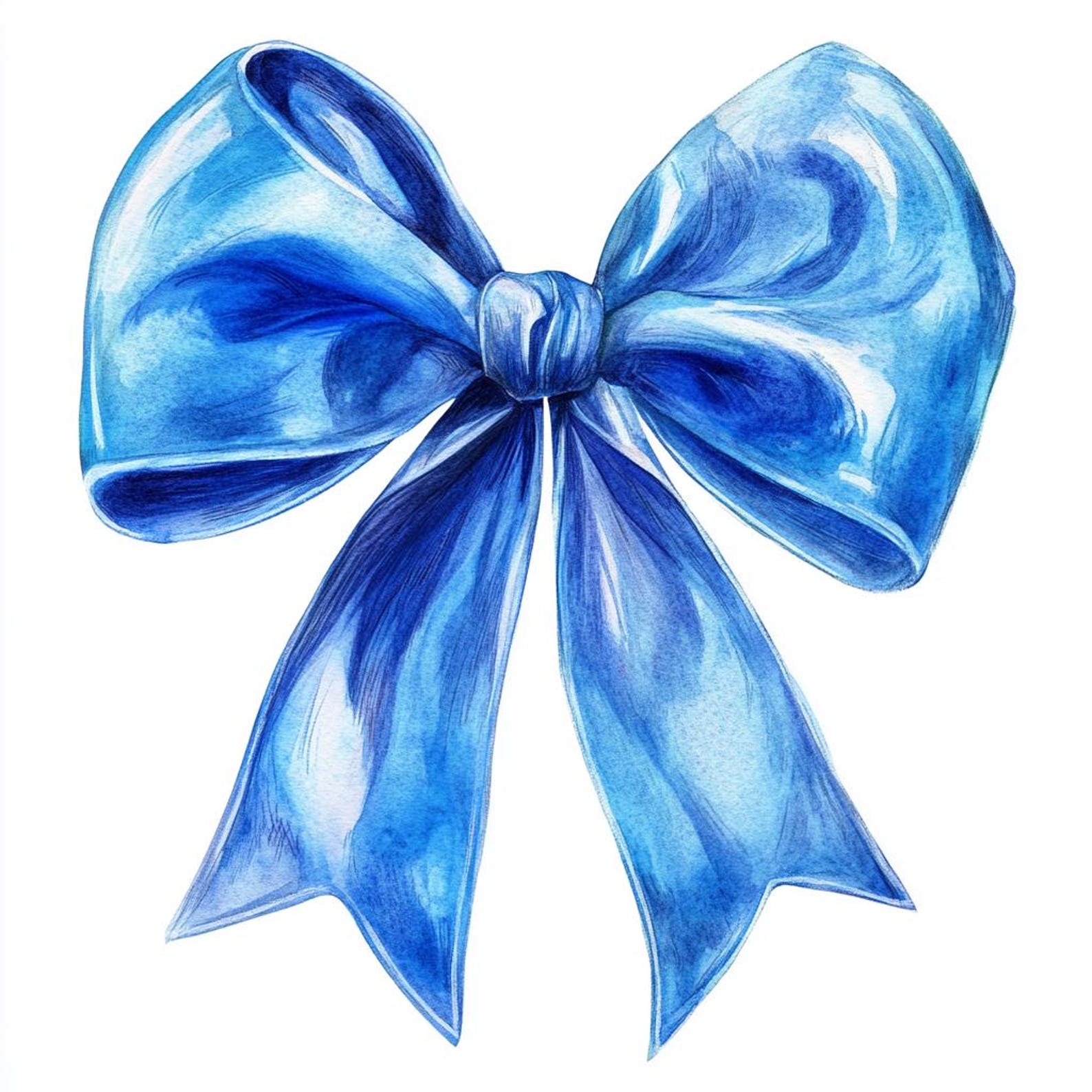 10 Printable Blue Bow Clipart, Watercolor Blue Bows Art, Blue Bows ...
