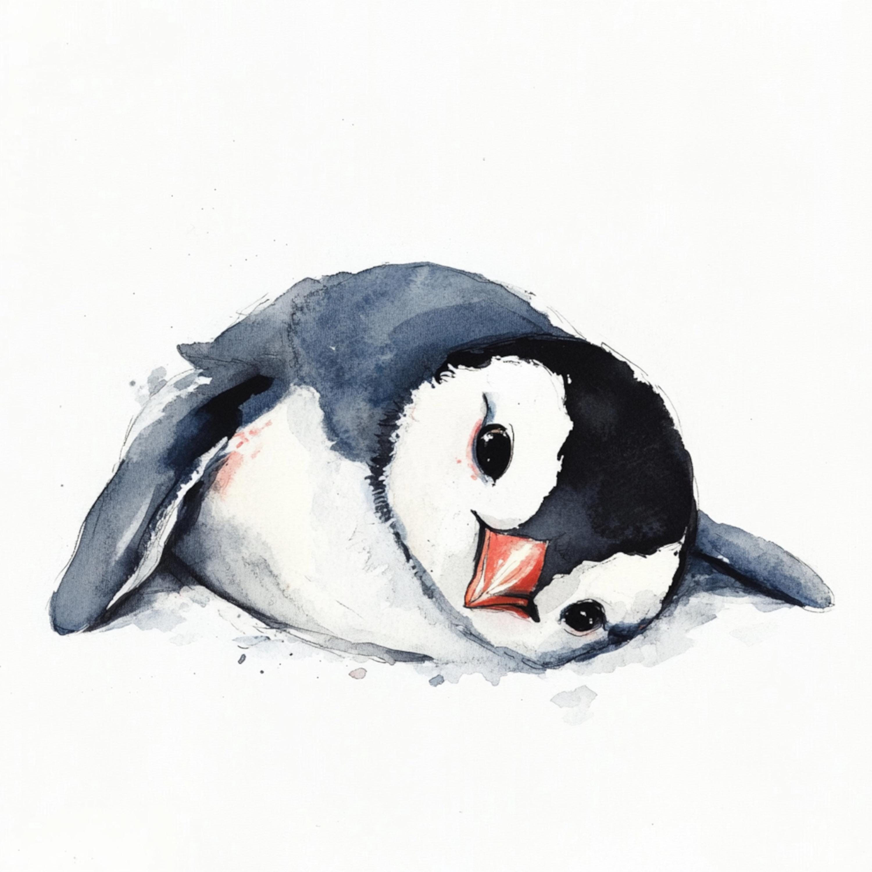10 Printable Pinguins Clipart, Baby Pinguin Print, Watercolor Art, Cute ...