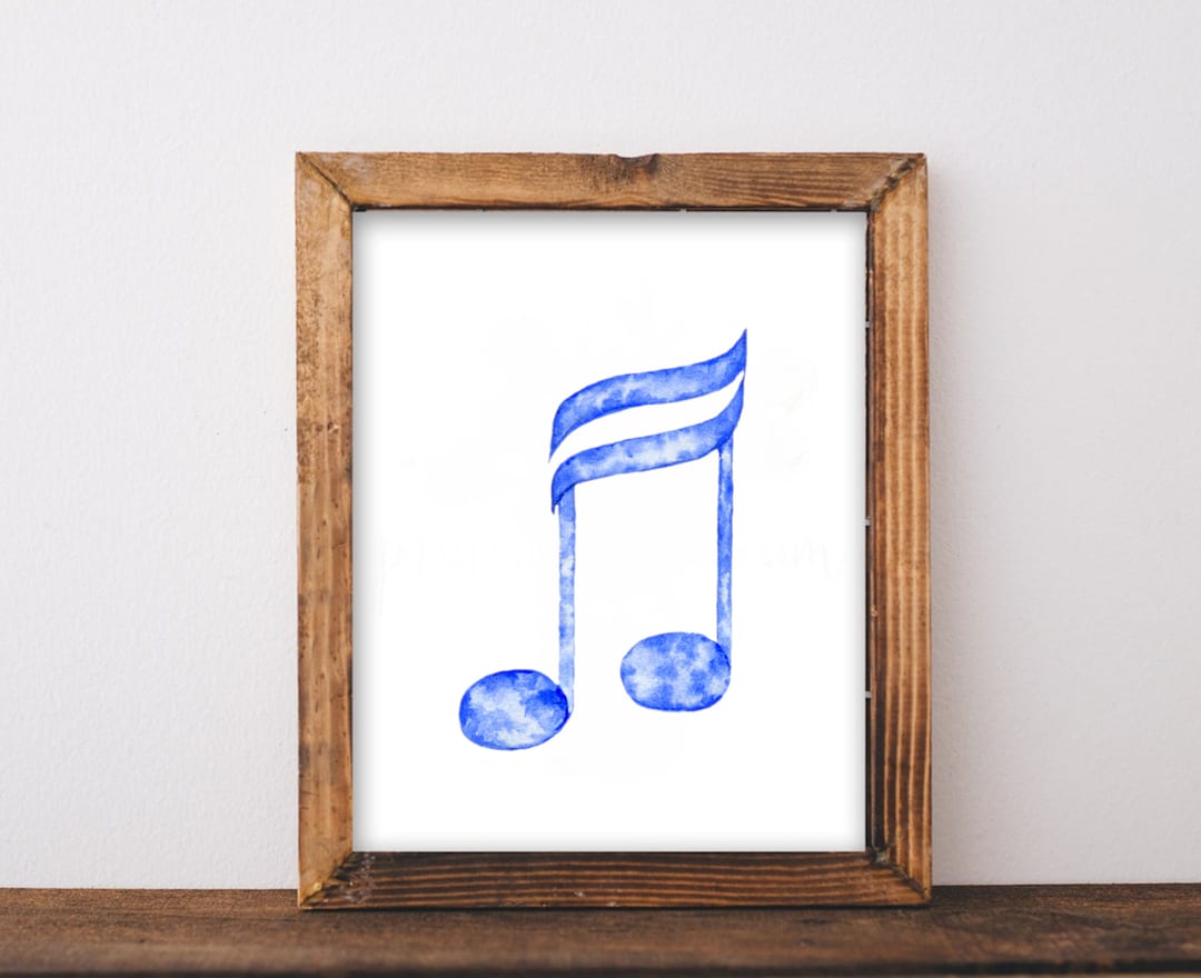 Digital Watercolor Drawing Musical Notes - Blue Musical Notes, Wall Art ...