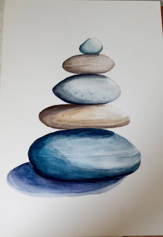 Pebbles Original Watercolour Art & Collectibles Watercolor etna.com.pe