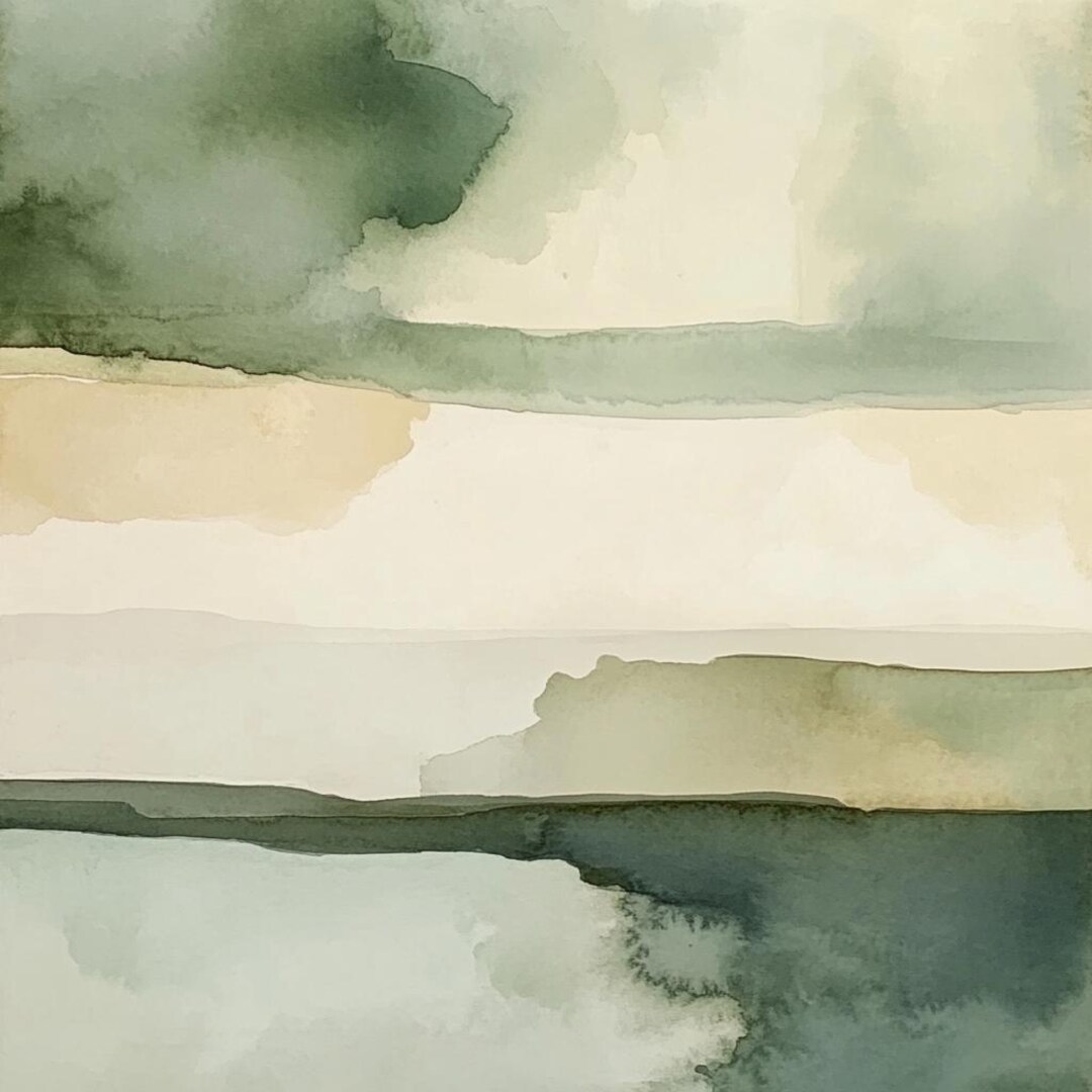 10 Printable Watercolor Abstract Landscape, Watercolor Neutral ...