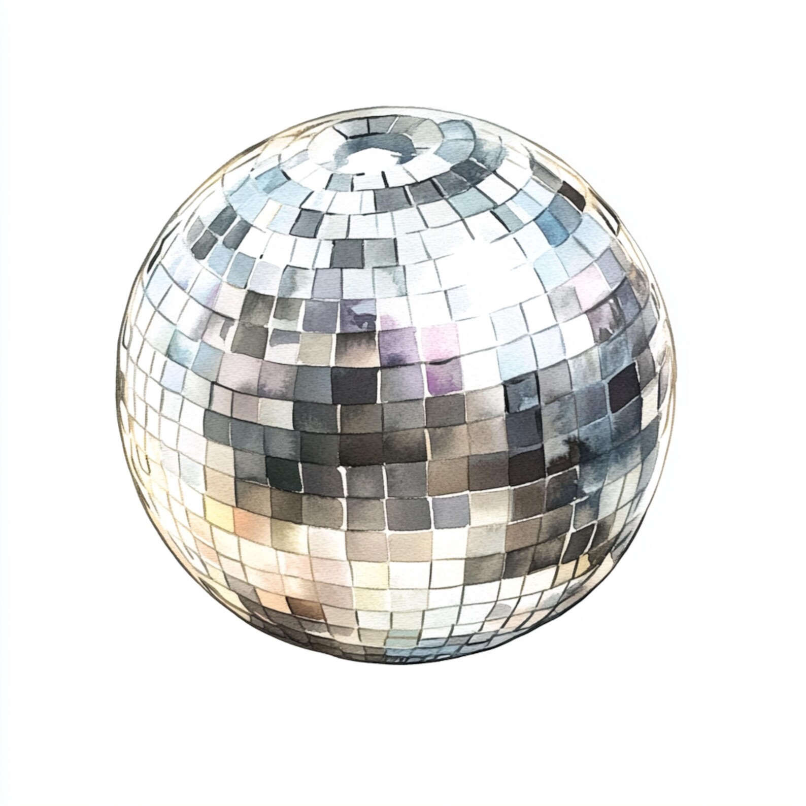10 Silver Disco Balls Clipart, Retro Party Invite, Printable Watercolor ...