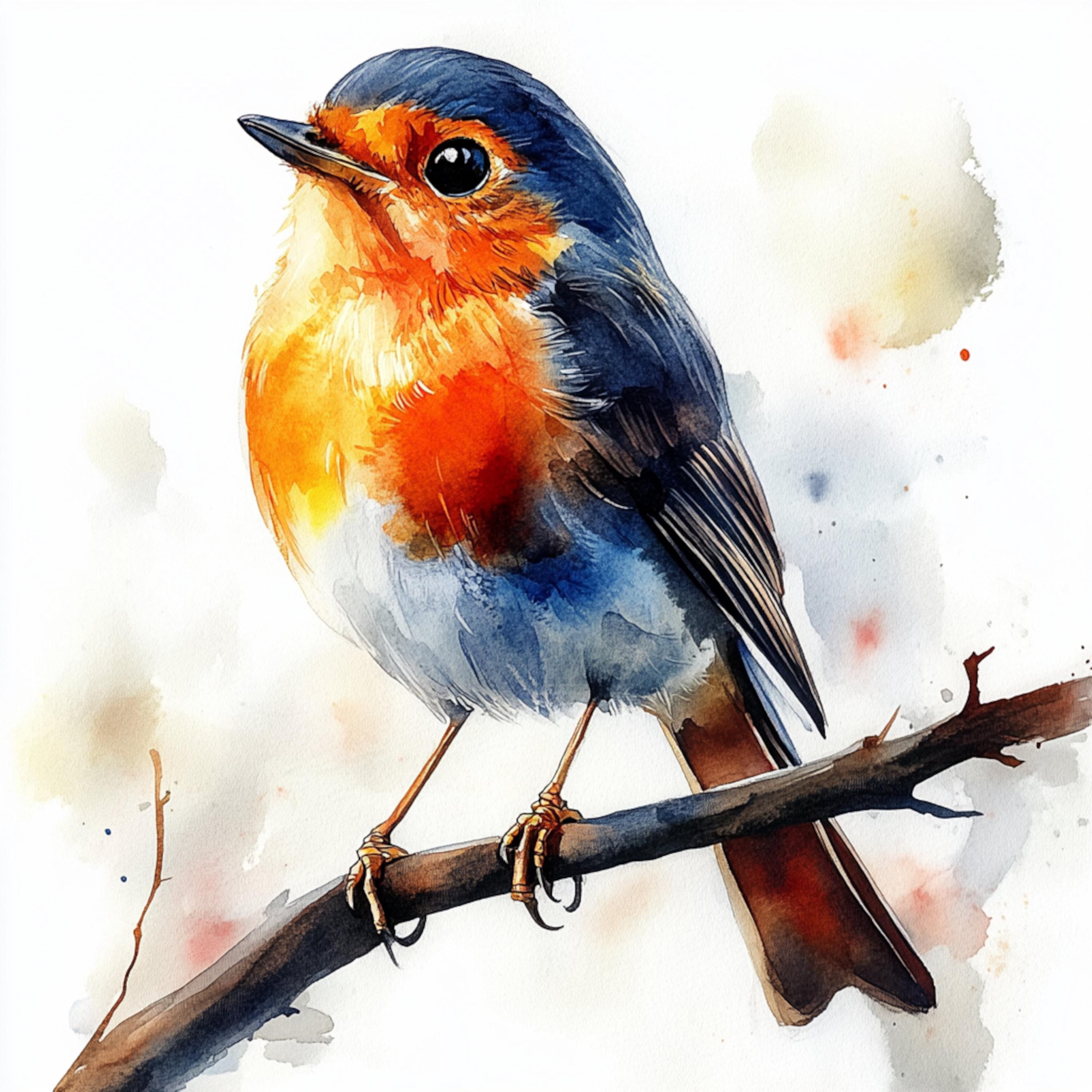 10 Printable Robin Clipart, Bird Robbin Art, Watercolor Art, Cute ...