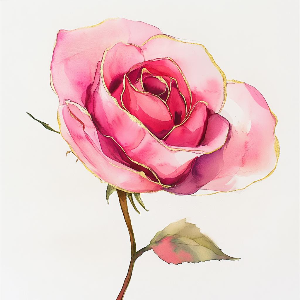 10 Printable Pink Roses, Pink Abstract Rose, Pink Gold Flowers, Roses ...