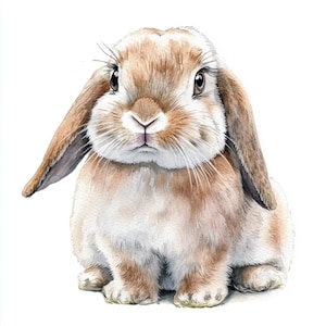 10 Printable Sitting Rabbit Clipart, Bunny Art, Watercolor Art, Cute ...