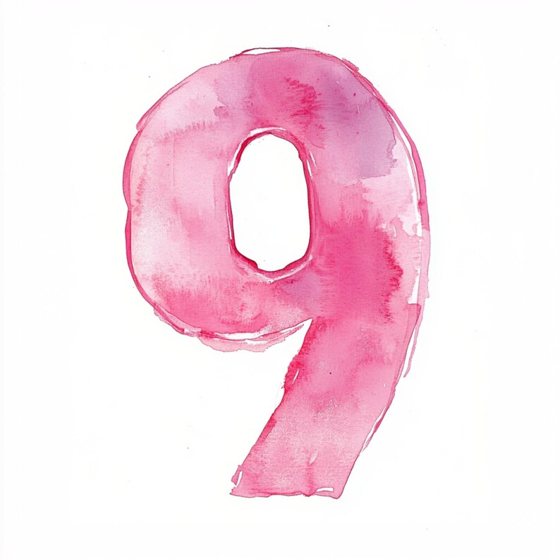 10 Printable Pink Numerals, Watercolor Numbers, Celebrating Birthday ...