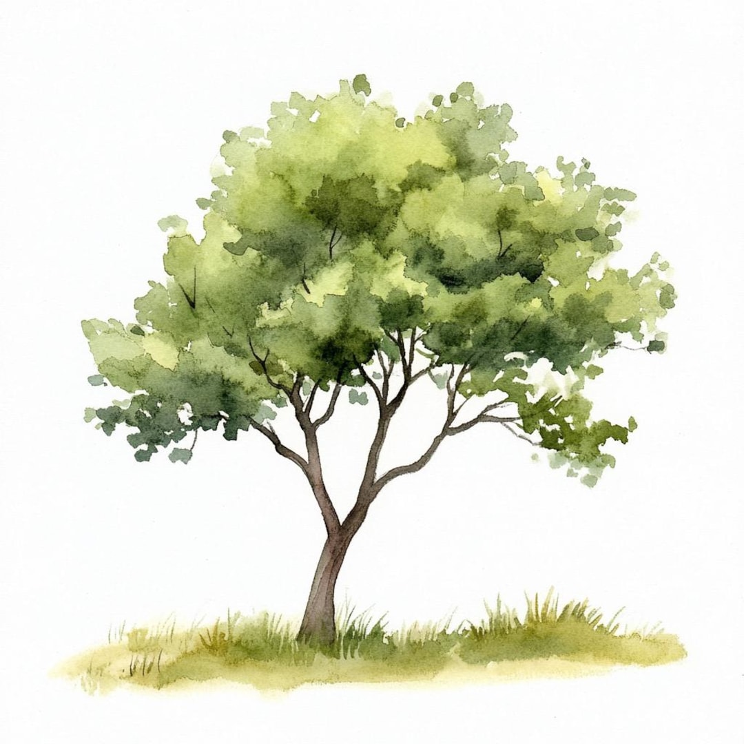 10 Printable Tree, Minimalist Tree Print, Watercolor Trees, Green ...