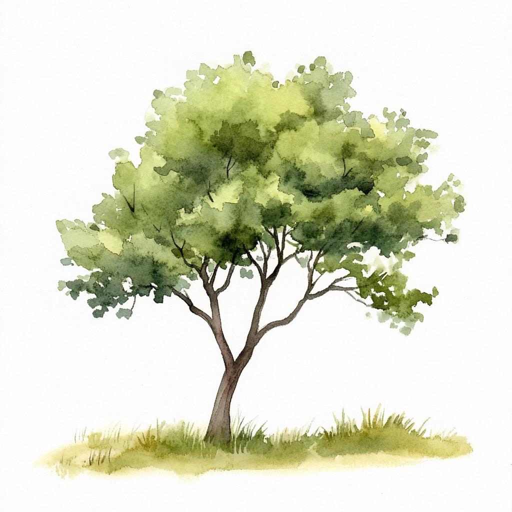 10 Printable Tree, Minimalist Tree Print, Watercolor Trees, Green ...