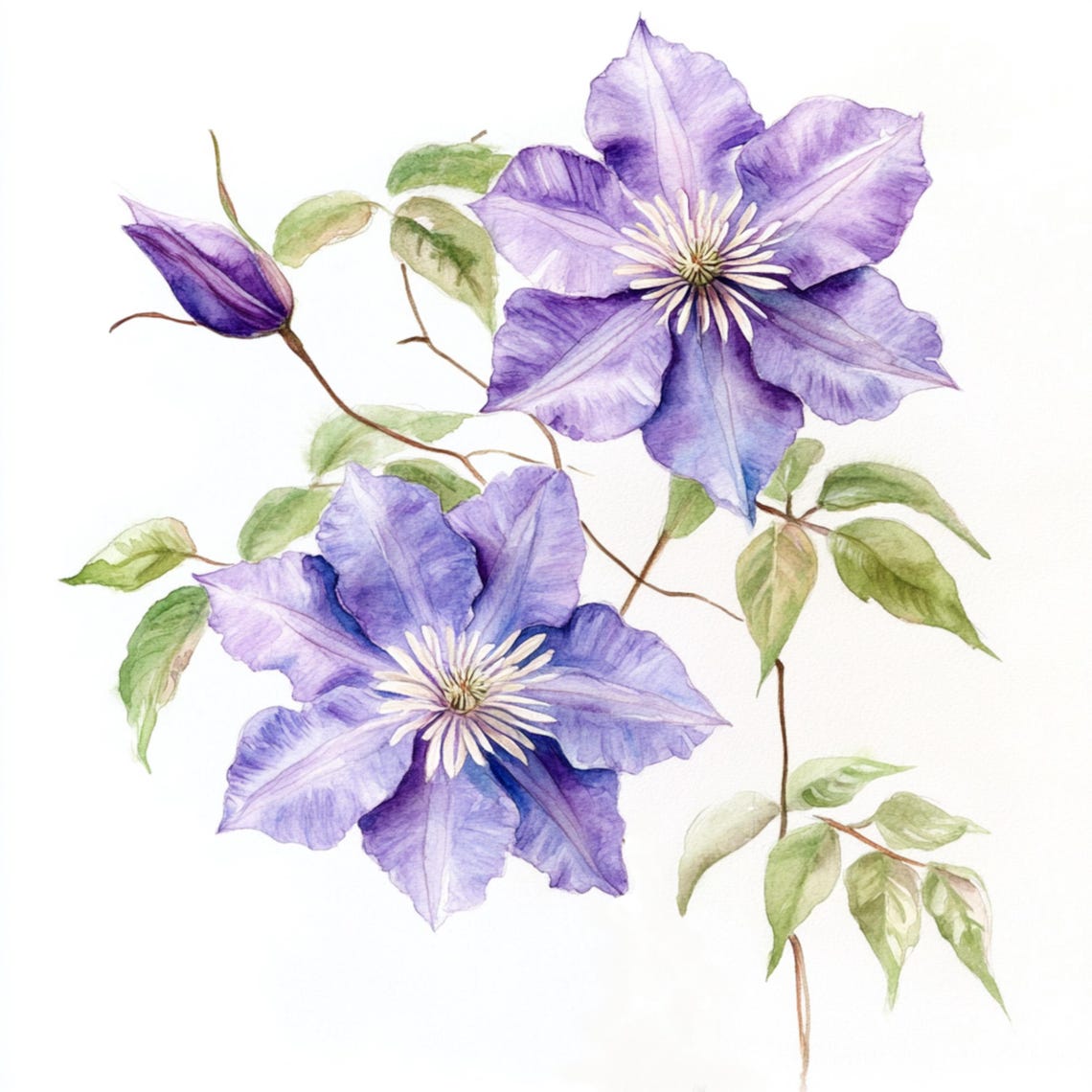 10 Printable Clematis, Purple Flowers, Spring Flowers, Clematis PNG ...