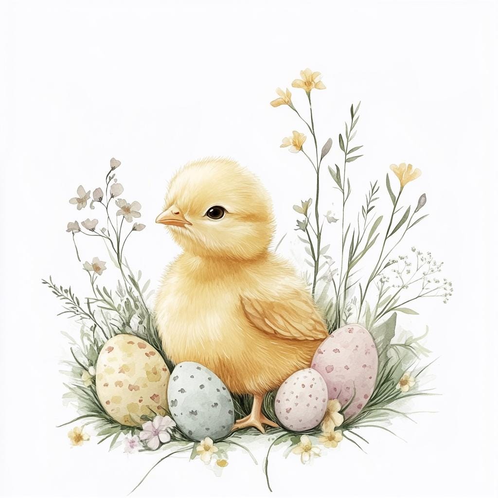 10 Printable Fluffy Chick, Easter Chicks Art, Watercolor Yellow Chick ...