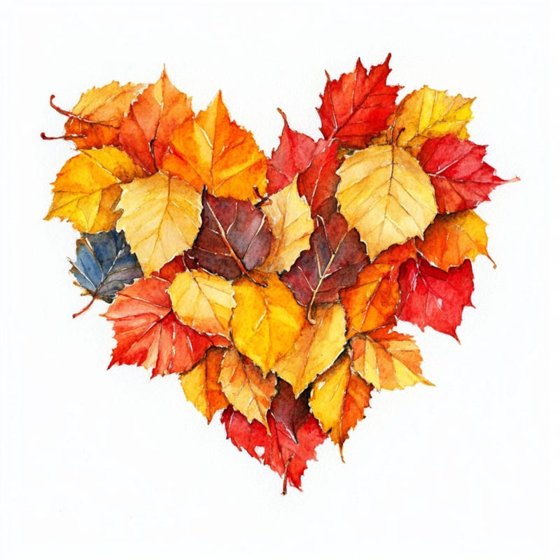 Maple Leaf Print With Heart - Etsy