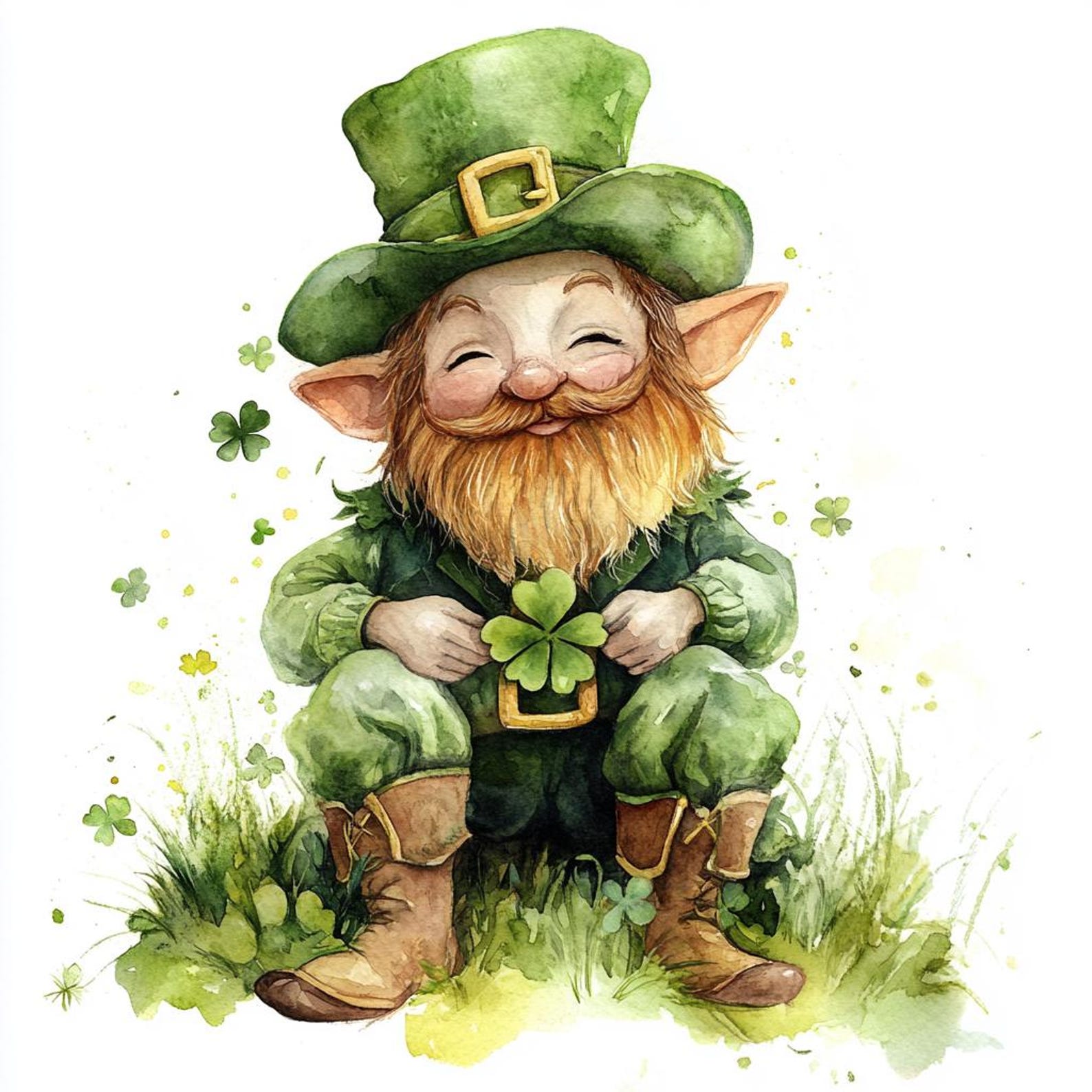 10 Printable Leprechaun Art, Watercolor Leprechaun, Fairy Clipart ...