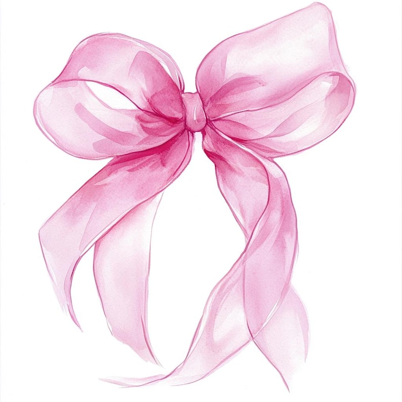 10 Printable Pink Bow Clipart, Watercolor Pink Bows Art, Pink Bows ...